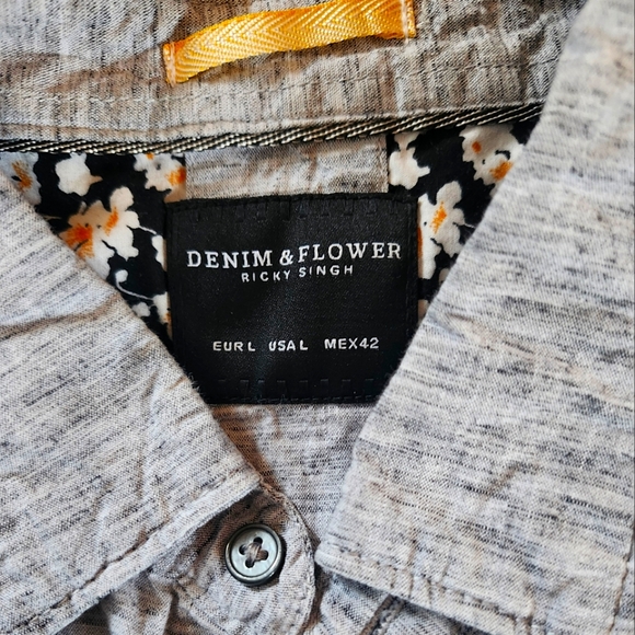 Denim & Flower | Shirts | Denimflower Size L Buttown Down Grey | Poshmark